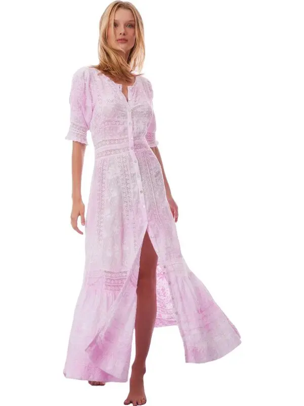 LoveShackFancy Minka Heritage Maxi Dress - Peony Pink