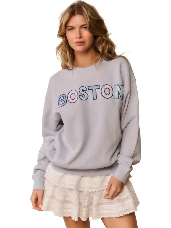 LoveShackFancy Palo Pullover With Appliqued City Names - Moonstone Boston