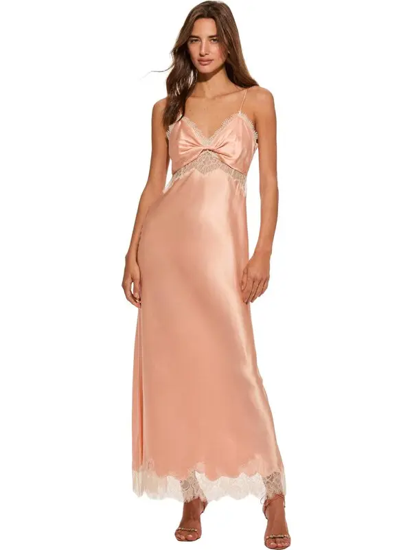 LoveShackFancy Orianna Silk-blend Maxi Slip Dress - Peche