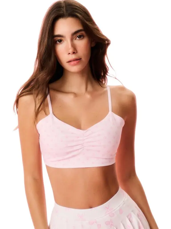 LoveShackFancy Lenna Printed Sports Bra - Pink Sprinkles