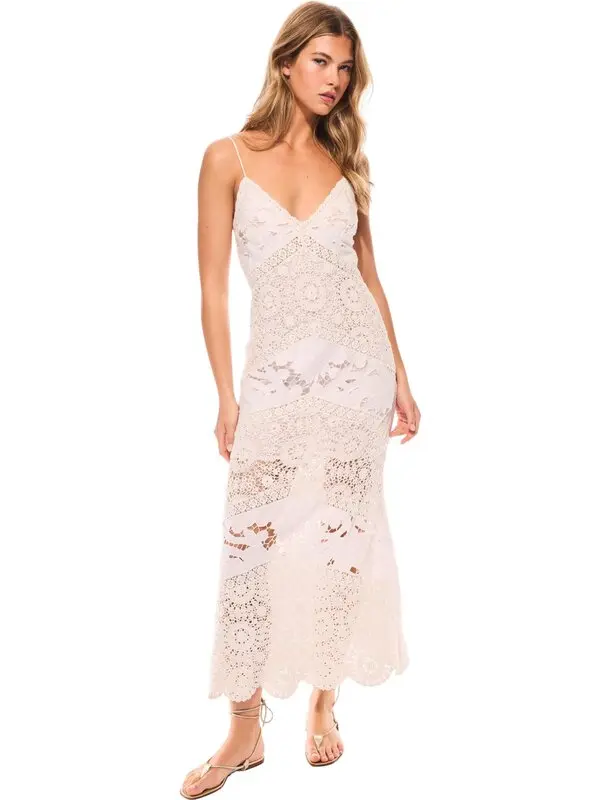 LoveShackFancy Revoires Crochet Maxi Dress - Optic White