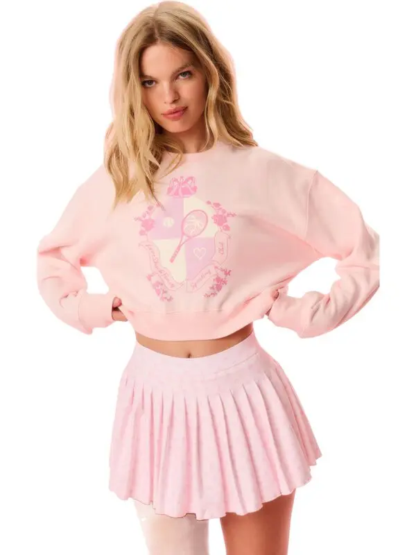 LoveShackFancy Aneria Cropped Pullover - Sunrise Blush
