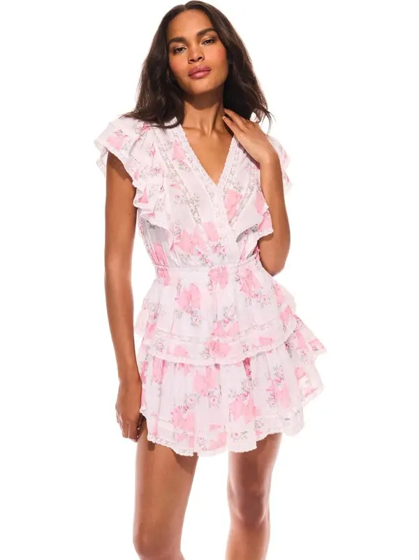 LoveShackFancy Gwen Heirloom Floral-print Mini Dress - Pink Mint