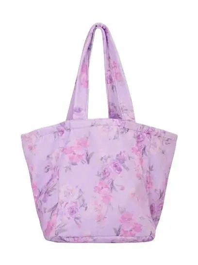 LoveShackFancy Rosaline Heirloom Print Terry Beach Tote - Hibiscus