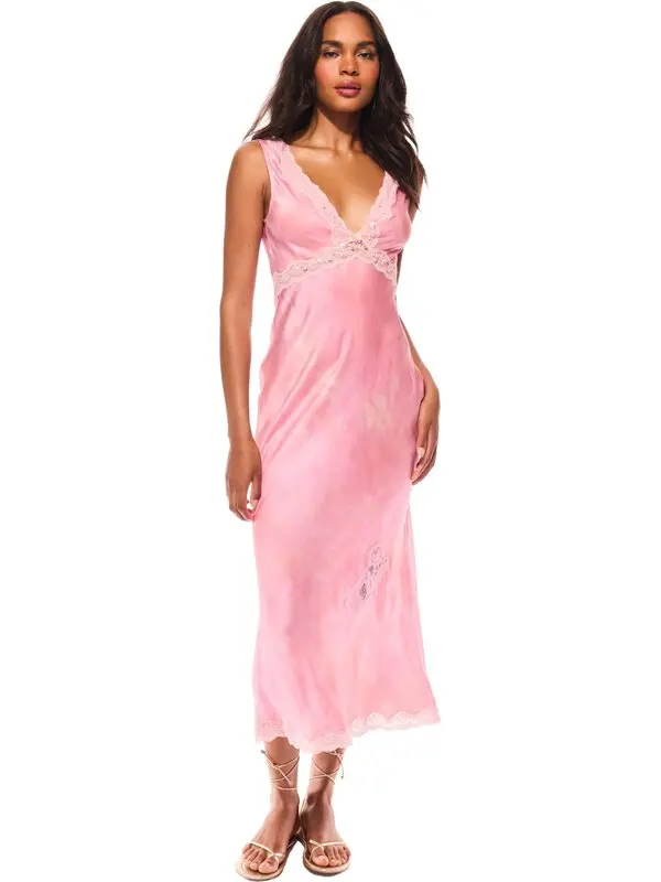 LoveShackFancy Bier Silk-blend Dress - Pink Ember