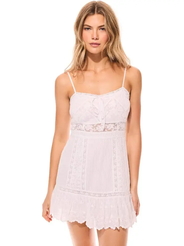 LoveShackFancy Maera Cotton Lace-trimmed Mini Dress - Optic White