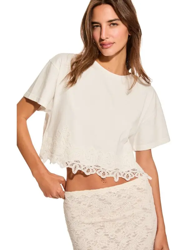 LoveShackFancy Karolin Eyelet-trimmed Tee - White