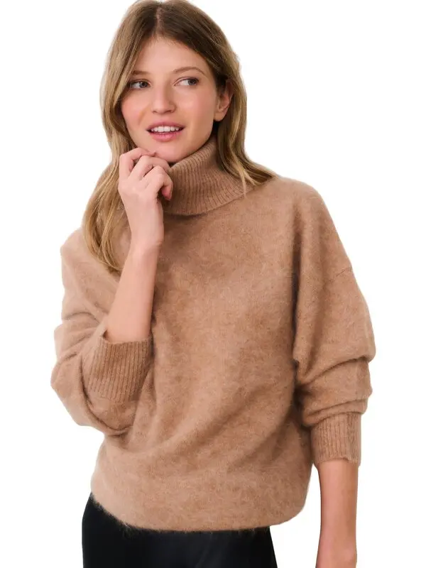 LoveShackFancy Nia Cashmere Turtleneck Sweater - Brown Sugar