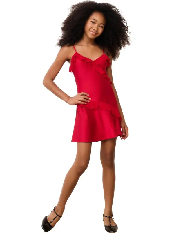 LoveShackFancy Tween Mini Lomina Charmeuse Dress - Red