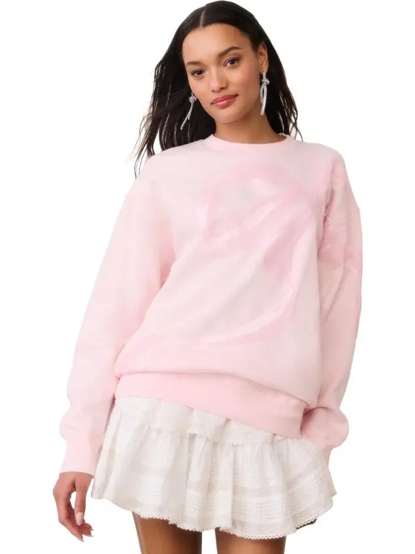 LoveShackFancy Palo Sequin Bow Fleece - Wistful Pink