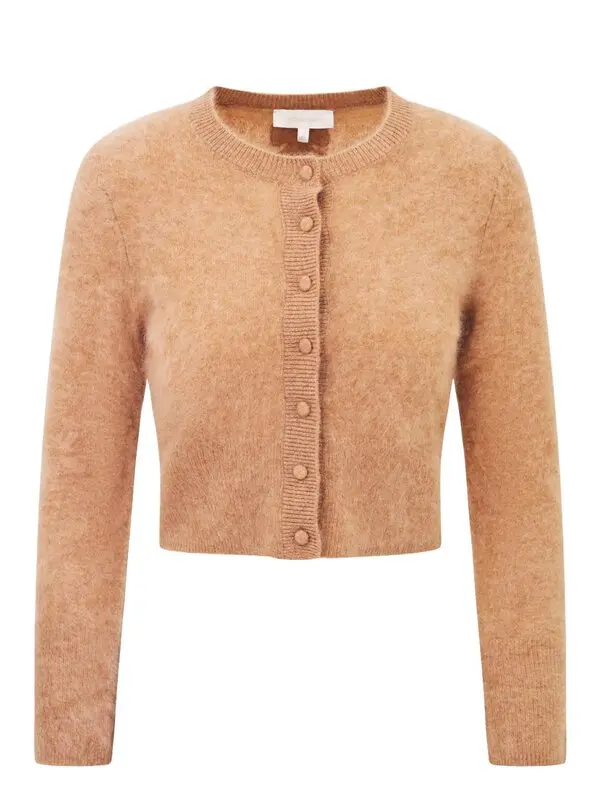 LoveShackFancy Adeanne Fitted Cashmere Cardigan - Brown Sugar