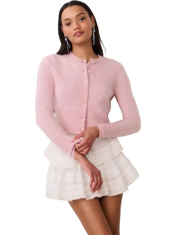 LoveShackFancy Adeanne Fitted Cashmere Cardigan - Pink Salt