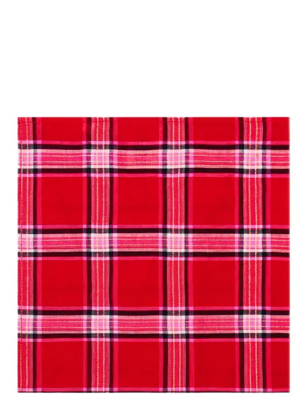 LoveShackFancy Tobin Tartan Pocket Square - Cherry Jubilee