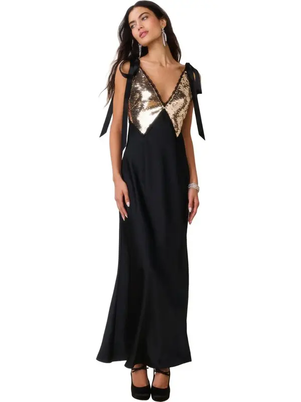 LoveShackFancy Talissa Sequin Dress - Black