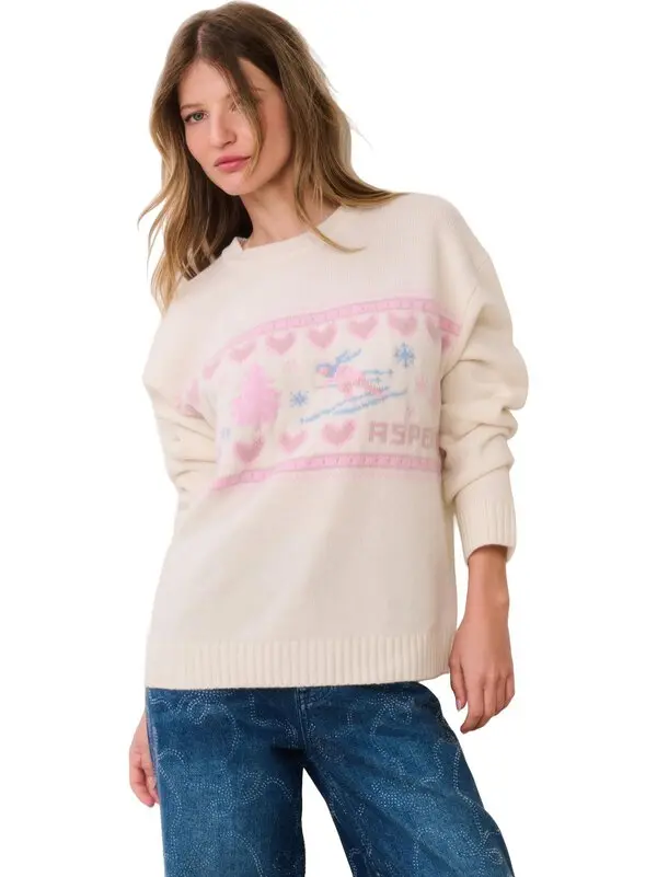 LoveShackFancy Francie Wool Jacquard Pullover - Apres Ivory