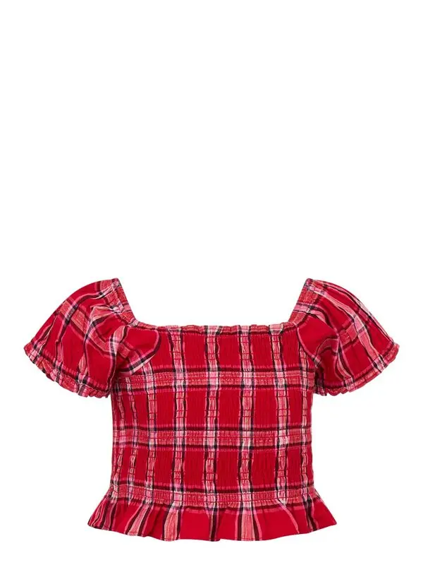 LoveShackFancy Tartan Fabielle Top - Cherry Jubilee