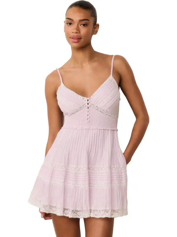 LoveShackFancy Krista Lace-trimmed Mini Dress - Orchid Ice