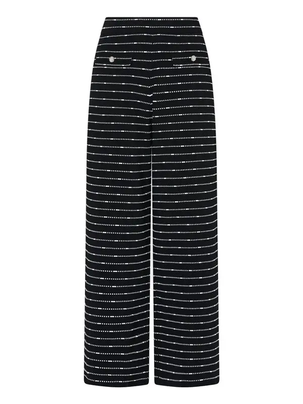 MILLY Lettie Striped Knit Pants - Black/white