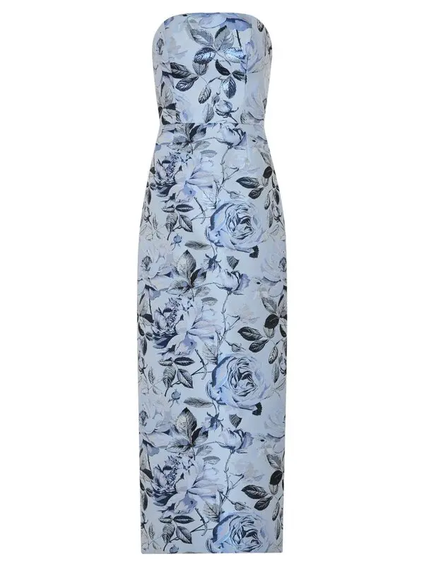 MILLY Ella Floral Jacquard Maxi Dress - Blue/navy