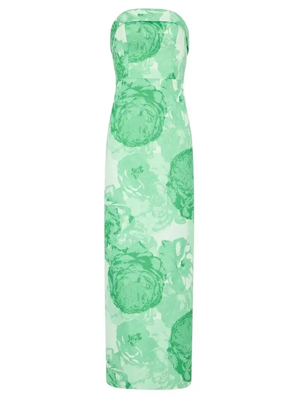 MILLY Ella Floral Jacquard Maxi Dress - Green