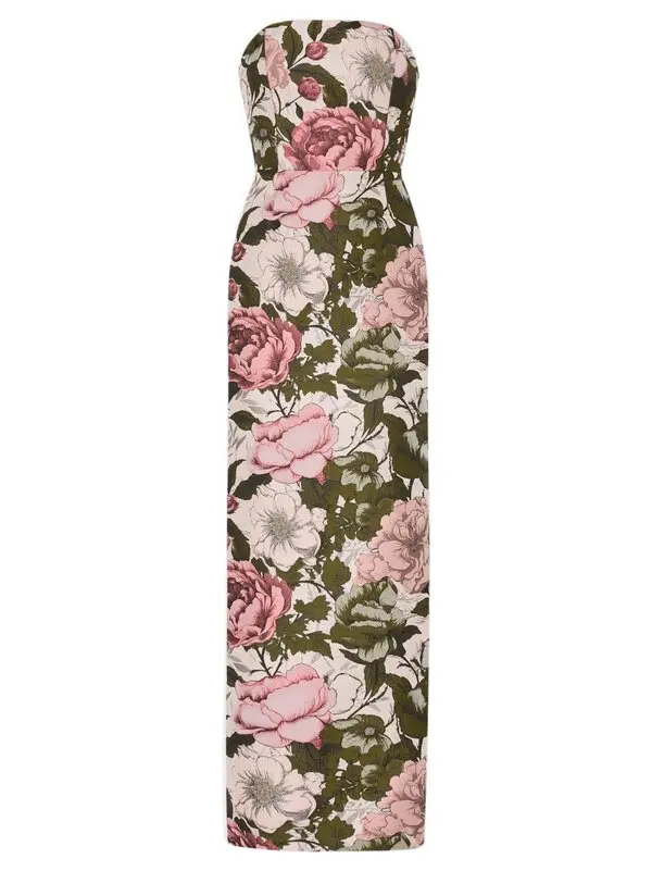 MILLY Ella Floral Jacquard Maxi Dress - Pink/green