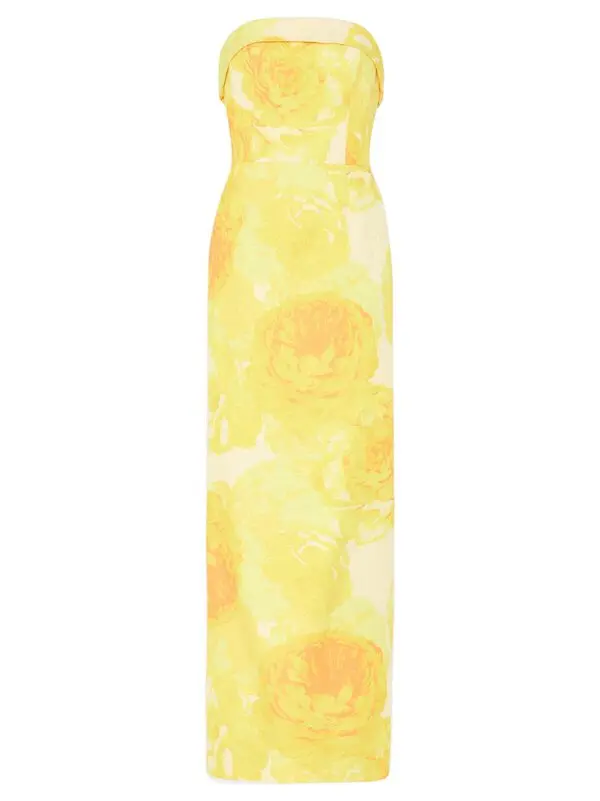 MILLY Ella Floral Jacquard Maxi Dress - Yellow