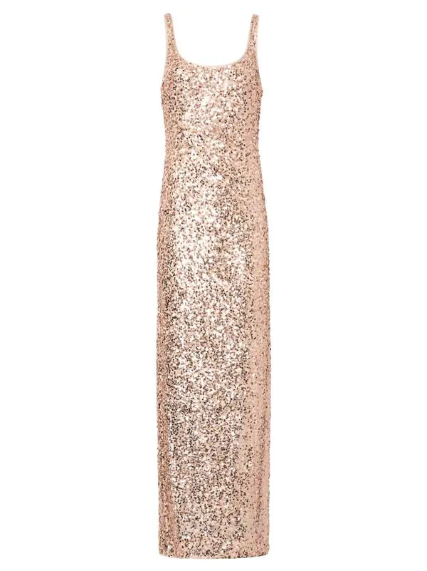 MILLY Tatum Shimmer Sequin Maxi Dress - Champagne