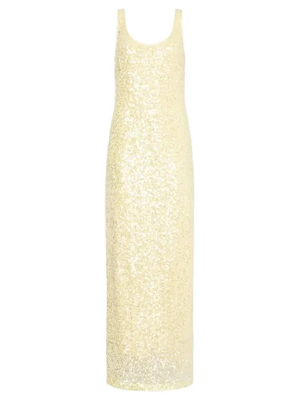 MILLY Tatum Stretch Shimmer Sequin Maxi Dress - Yellow