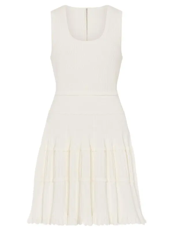 MILLY Suri Scallop Mini Dress - Ecru