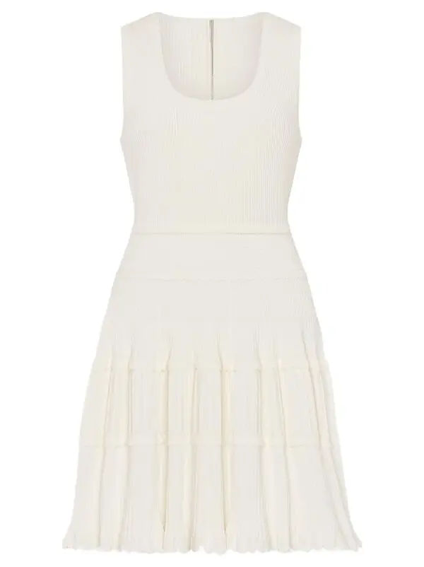 MILLY Suri Scallop Mini Dress - Ecru