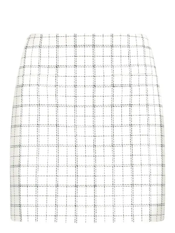 MILLY Modern Mini Plaid Skirt - White/black