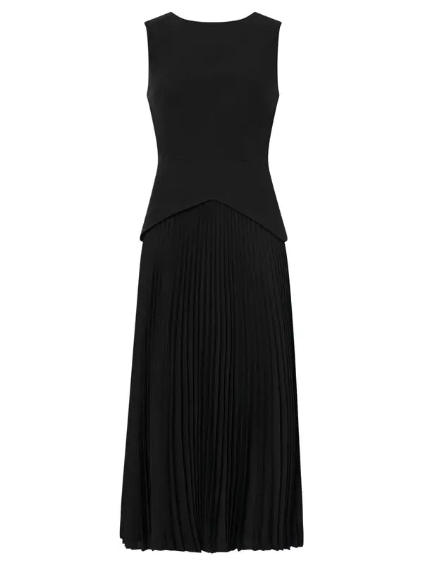 MILLY Haddy Pleated Midi Dress - Black