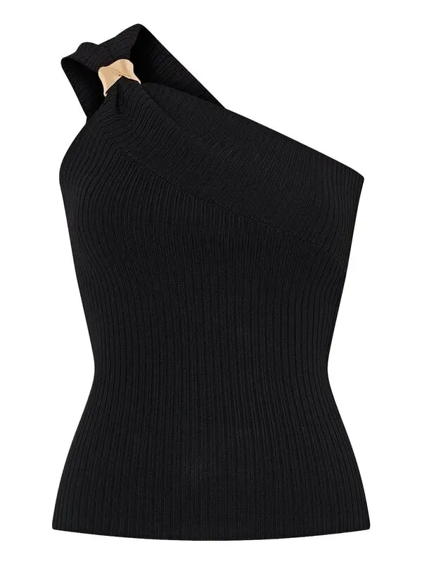 MILLY Sivan Asymmetrical Sleeveless Top - Black