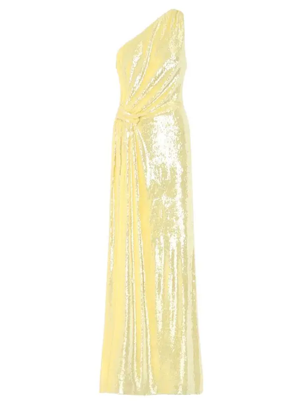MILLY Porsha Sequin One Shoulder Maxi Dress - Yellow