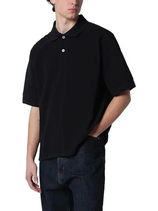 Studio Nicholson Balaton Polo In Cotton Piqu - Black