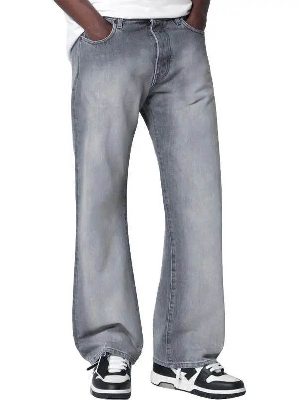 Off-White Washed-effect Denim Jeans - Grey