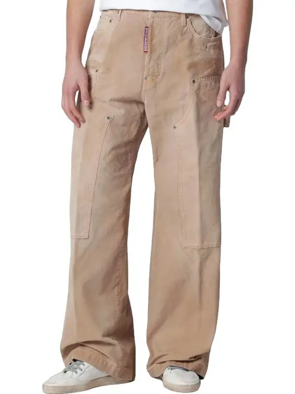Dsquared2 Vintage-effect Baggy Carpenter Jeans - Beige