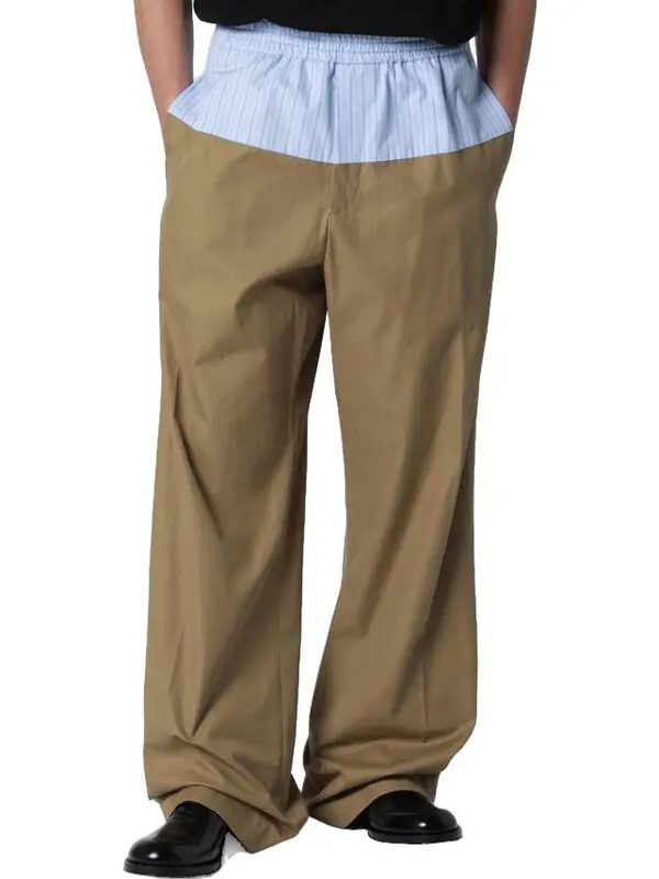 Dries Van Noten Trousers With Contrasting Waistband - Beige