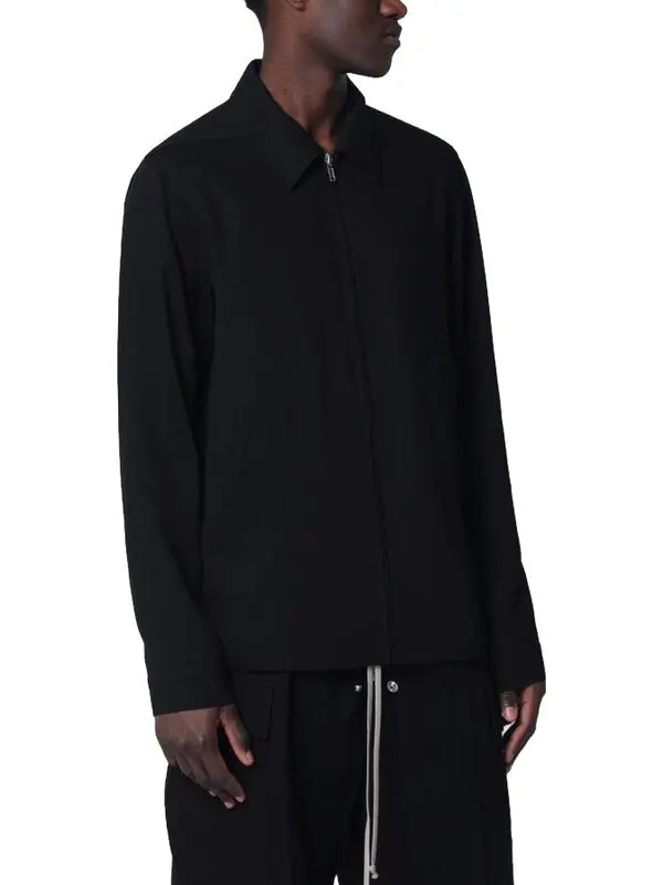 Rick Owens Zip-up Wool Shirt Jacket - Black