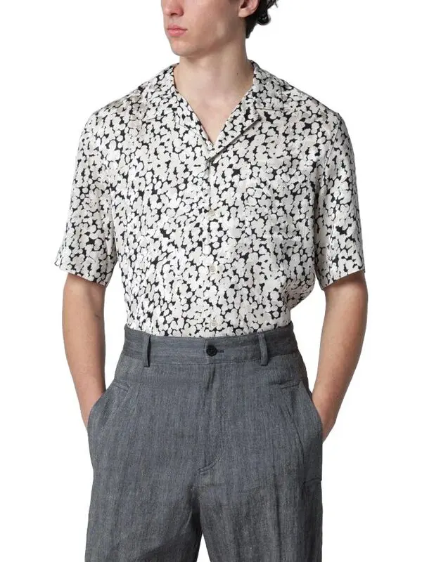 Dries Van Noten Viscose Shirt With Black/ecru Pattern - White
