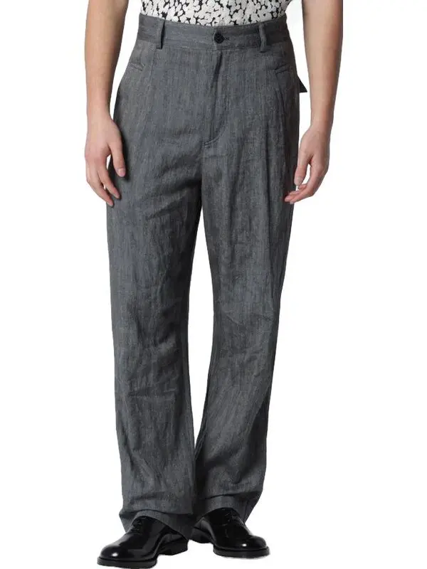 Dries Van Noten Herringbone Trousers - Black