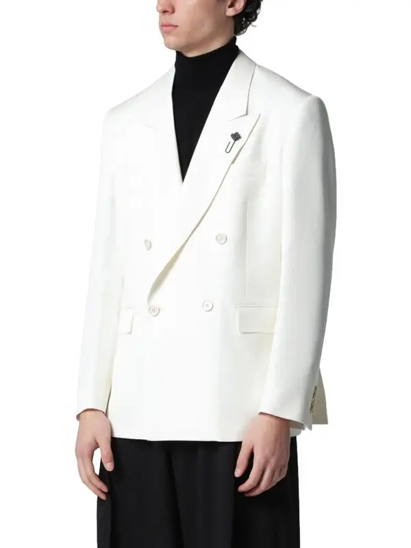 LARDINI Viscose Double-breasted Suit - White