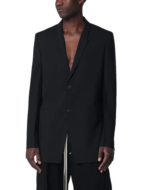 Rick Owens Single-breasted Wool Jacket - Black
