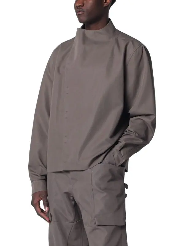 Rick Owens Dust-colored Asymmetrical Cotton-blend Shirt - Grey