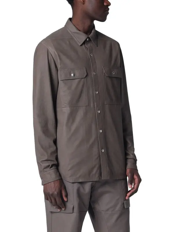 Rick Owens Mud-colored Cotton-blend Shirt - Grey