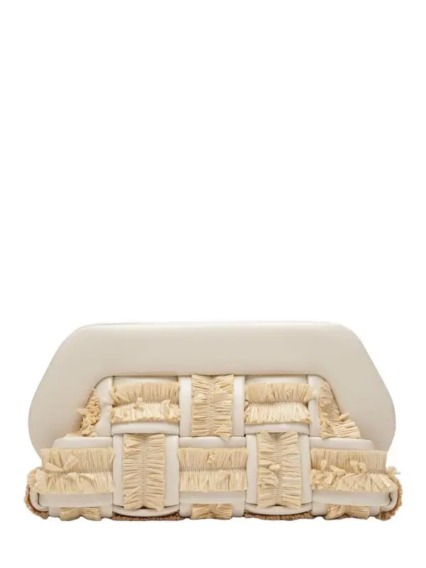 THEMOIRE Tia Clutch With Raffia Inserts - Beige
