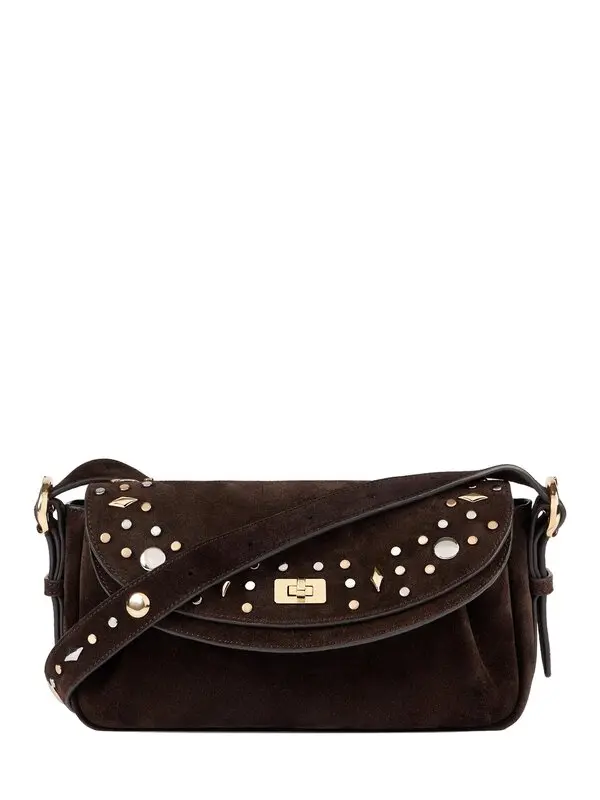 Sandro Le Mambo Janys Studded Suede Bag - Black Brown