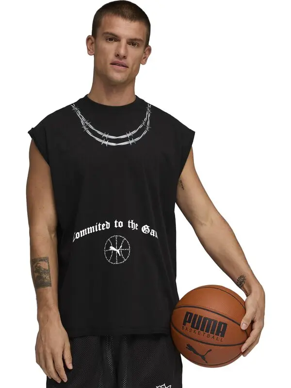 PUMA Printed Basketball Cut-off T-shirt - Black