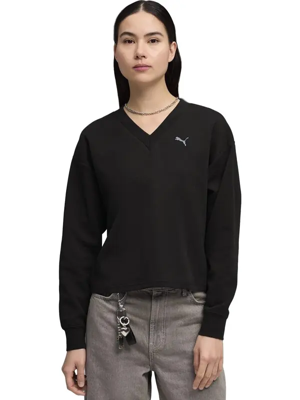 PUMA Essentials Elevated V-neck Sweatshirt - Black