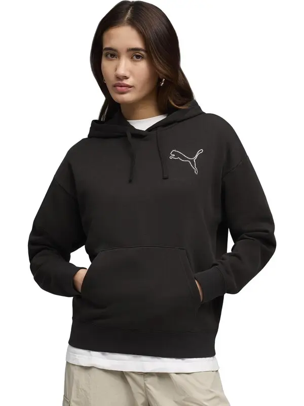 PUMA Relaxed Fit Bedazzled Hoodie - Black